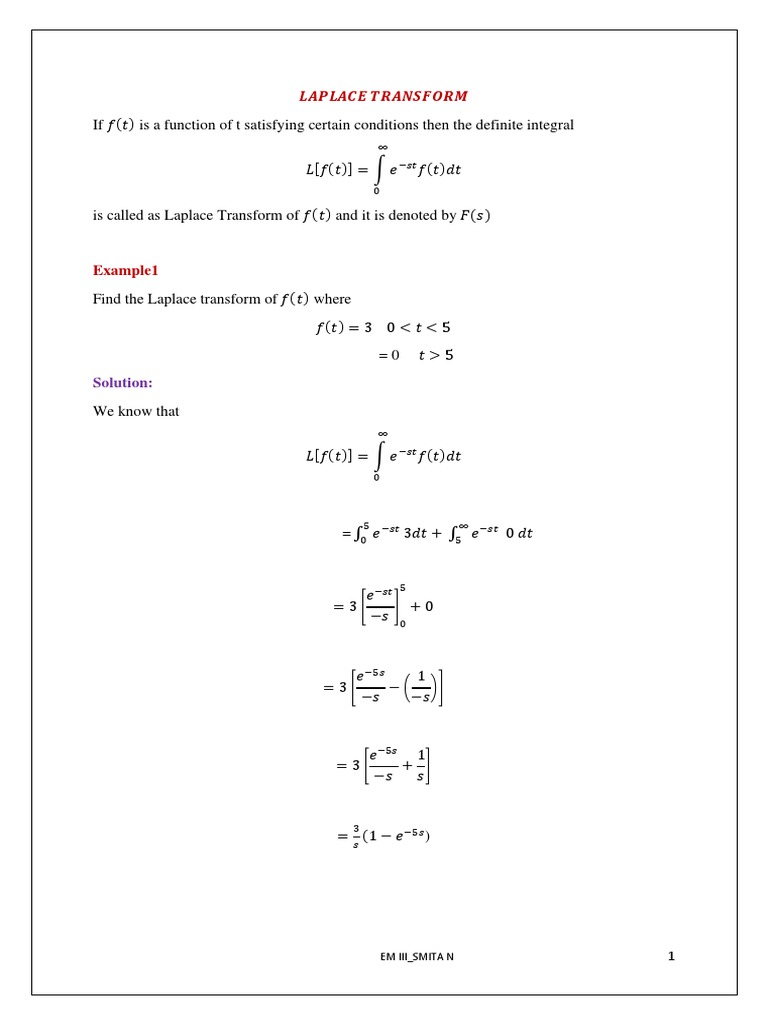 Laplace Transform Guide | PDF | Laplace Transform | Applied Mathematics