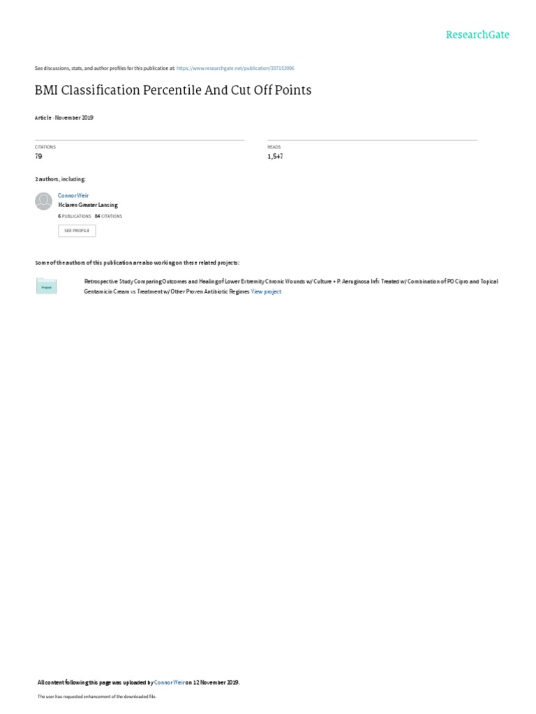 BMI Classification Percentile and Cut Off Points: Article | Download ...