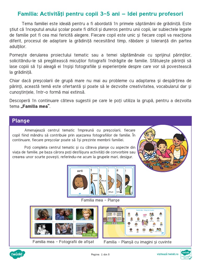 Ro1 T 1629994430 Familia Activitati Copii 3 5 Ani Idei Pentru Profesori Ver 2 | PDF