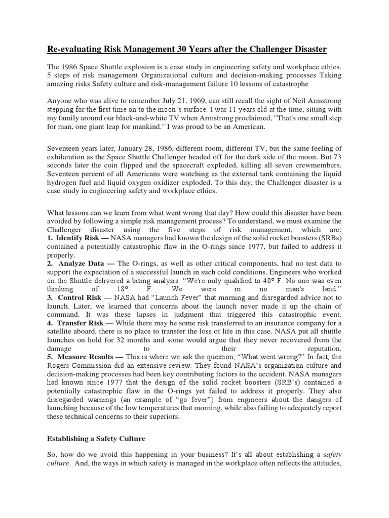 7 Challenger Case Study | PDF | Space Shuttle Challenger Disaster ...