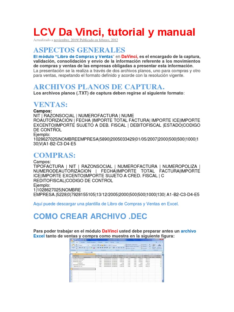 LCV Da Vinci, Tutorial y Manual | PDF | Archivo de computadora | Software