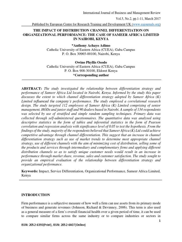Channel Differentiation and Performance Impact | PDF | Statistics ...