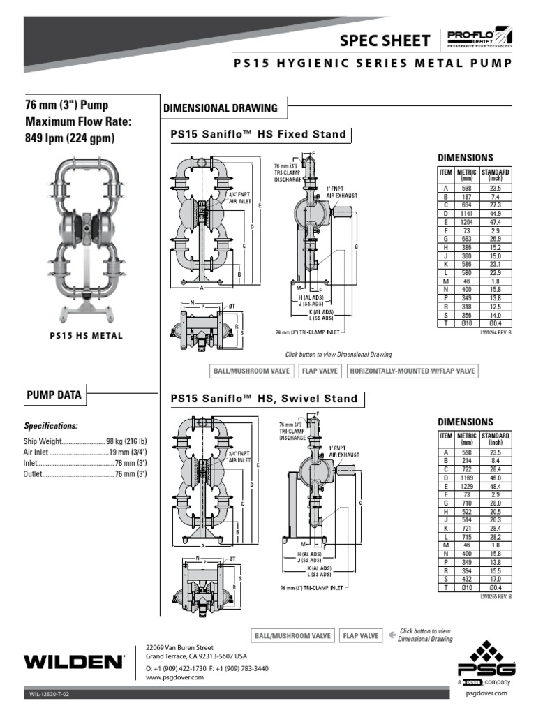Data Shhet Bomba de Diafragma PS15 | PDF | Valve | Tools