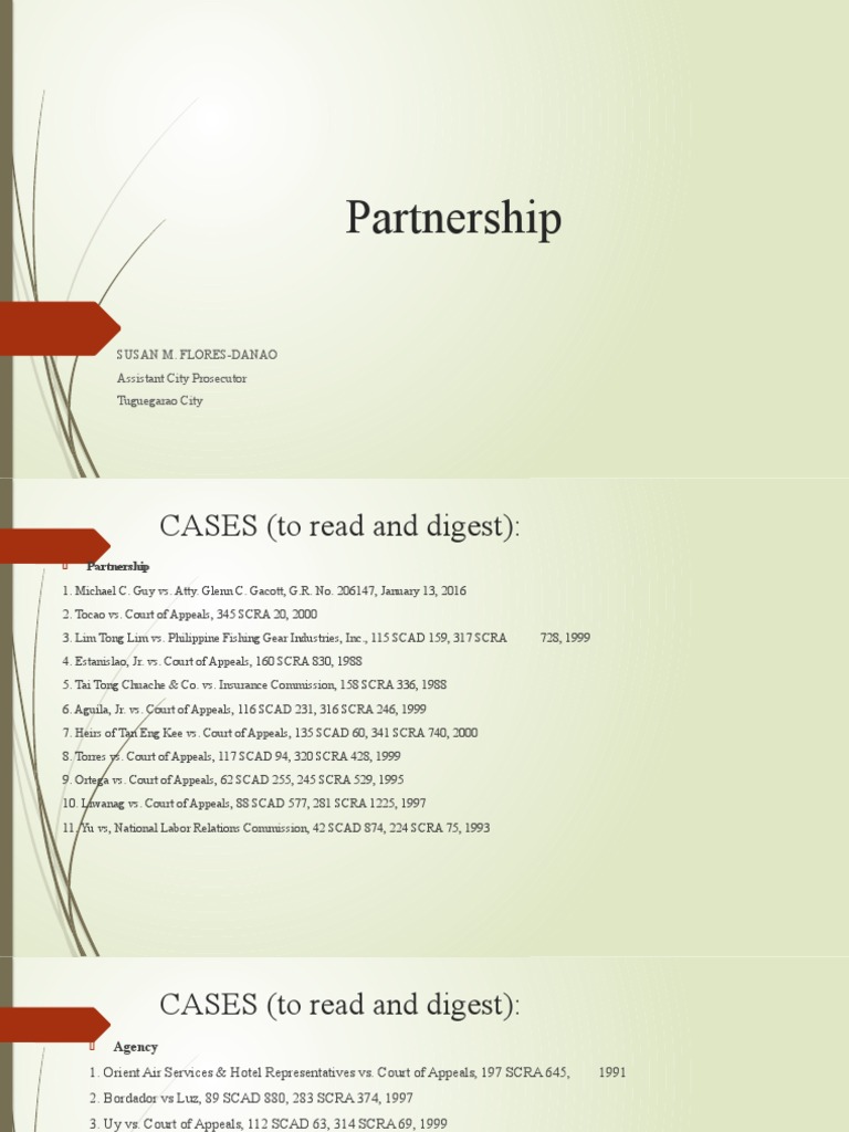 Partnership PPT With Cases | PDF | Partnership | Limited Partnership