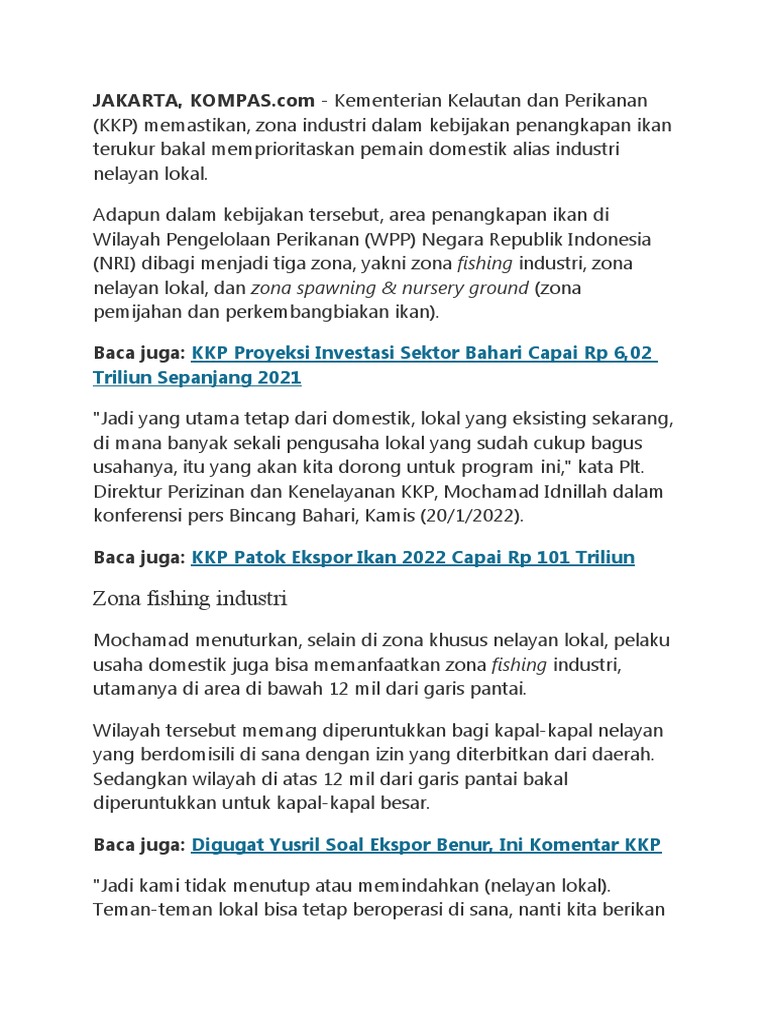 Kebijakan Penangkapan Ikan Prioritaskan Nelayan Lokal | PDF