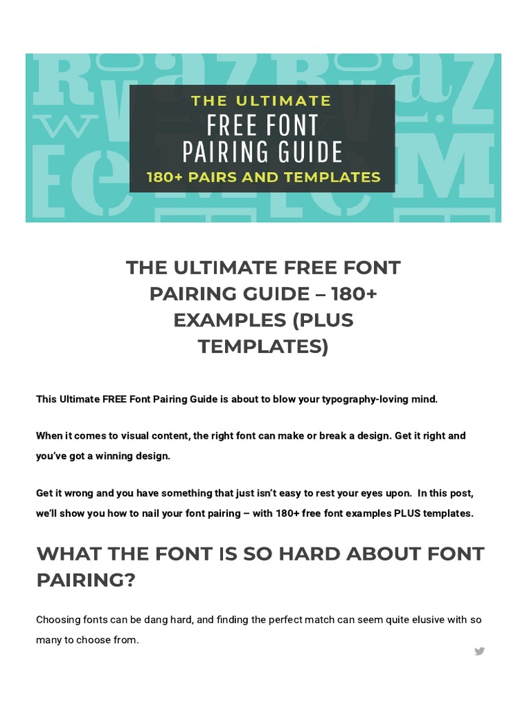 The Ultimate Free Font Pairing Guide - 180+ Examples | PDF