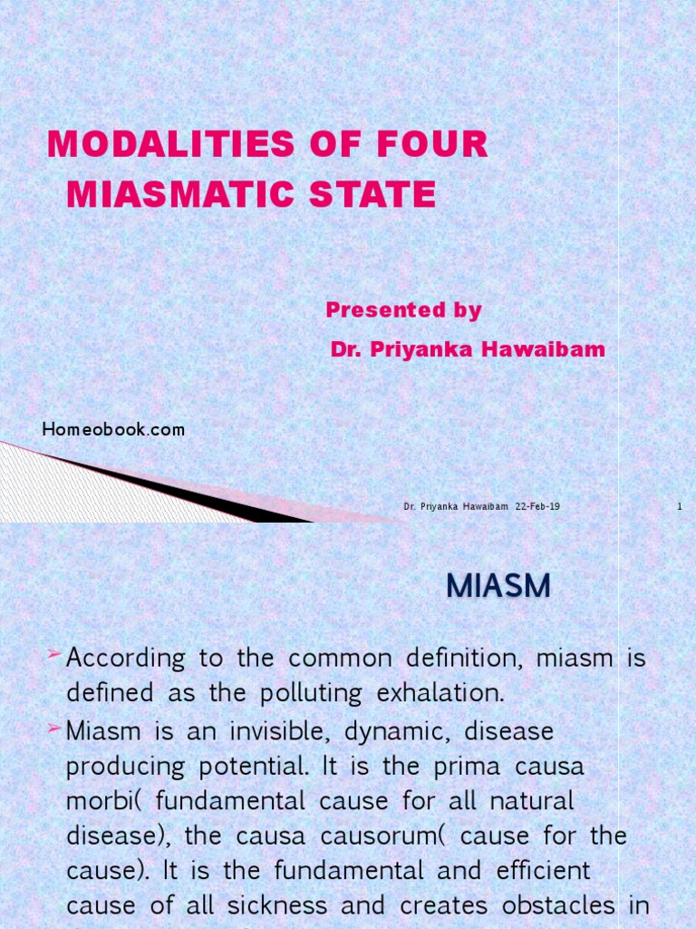 Modalities of Four Miasmatic States | PDF | Homeopathy | Humidity