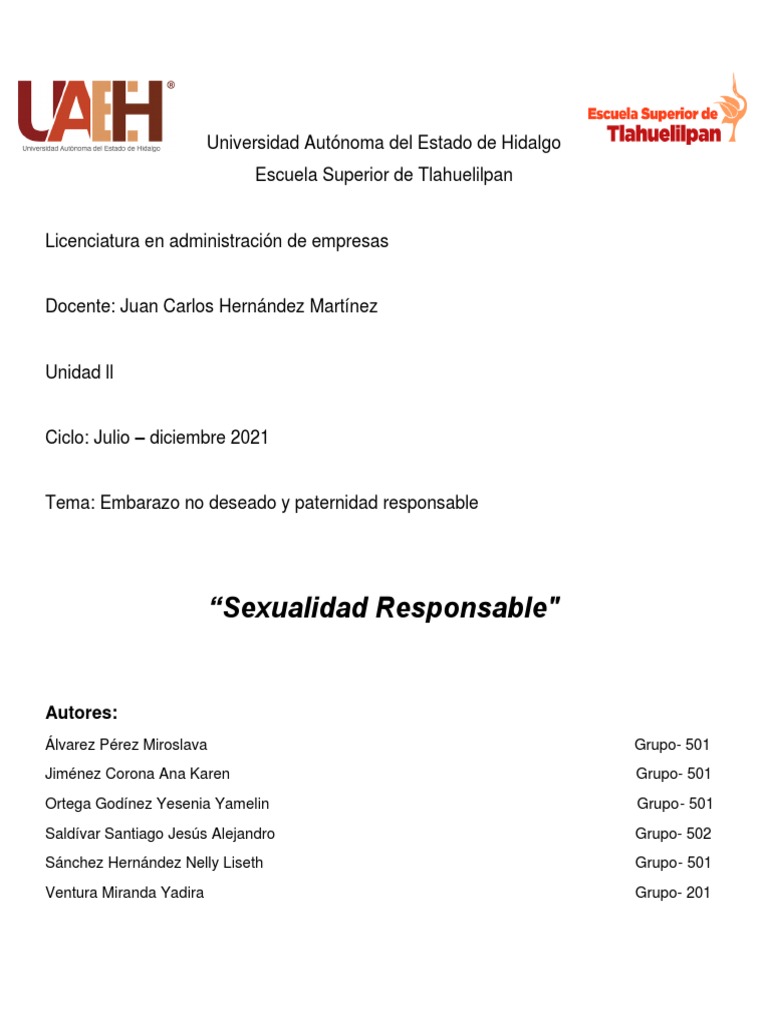Embarazo No Deseado y Paternidad Responsable 1 | PDF | El embarazo | Control de la natalidad