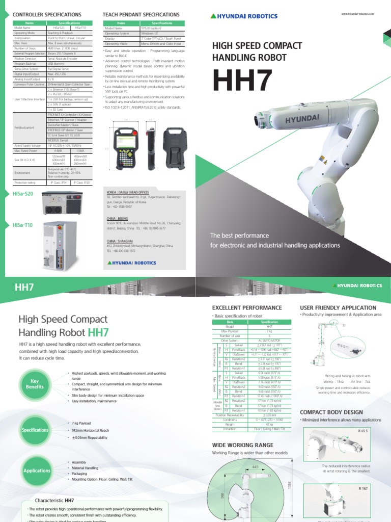 High Speed Compact Handling Robot: Controller Specifications Teach ...