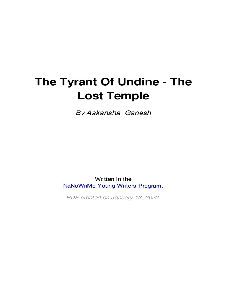 The Tyrant of Undine The Lost Temple by Aakansha Ganesh | PDF | Water