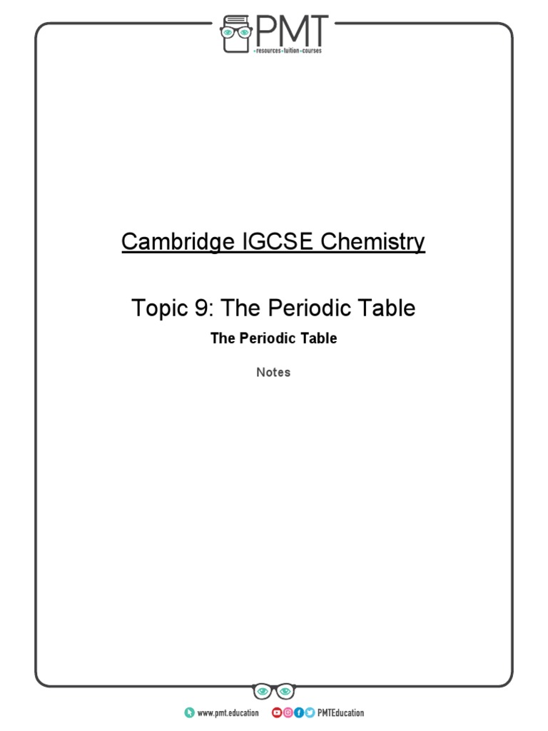 IGCSE Chemistry: The Periodic Table | PDF