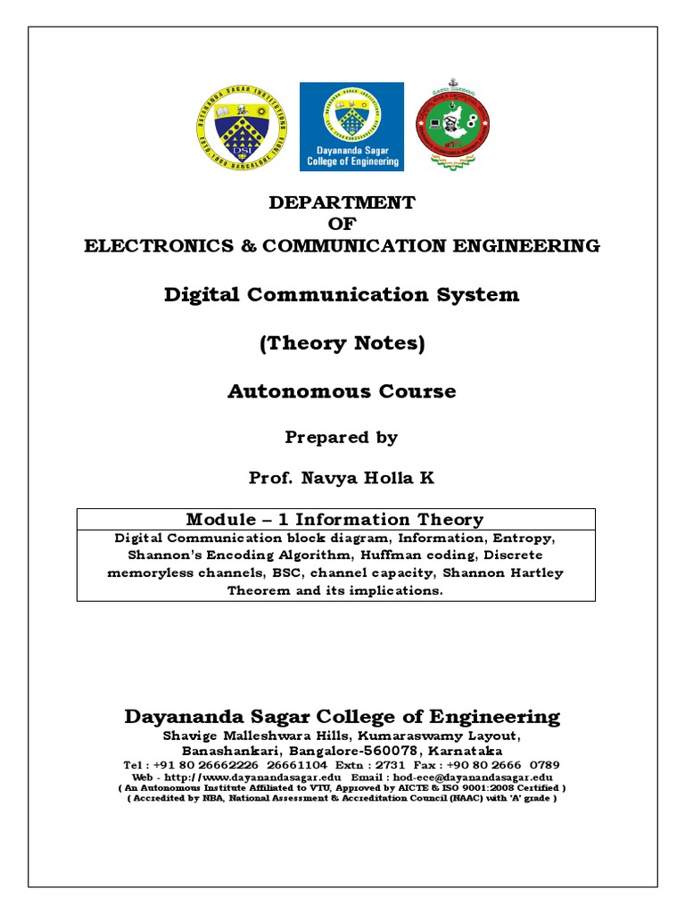 Digital Communication System Notes | PDF | Modulation | Data Compression