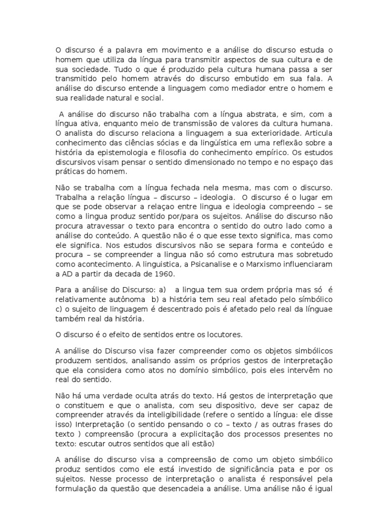 Análise Do Discurso Eni P Orlandi Pdf Interpretação Linguística