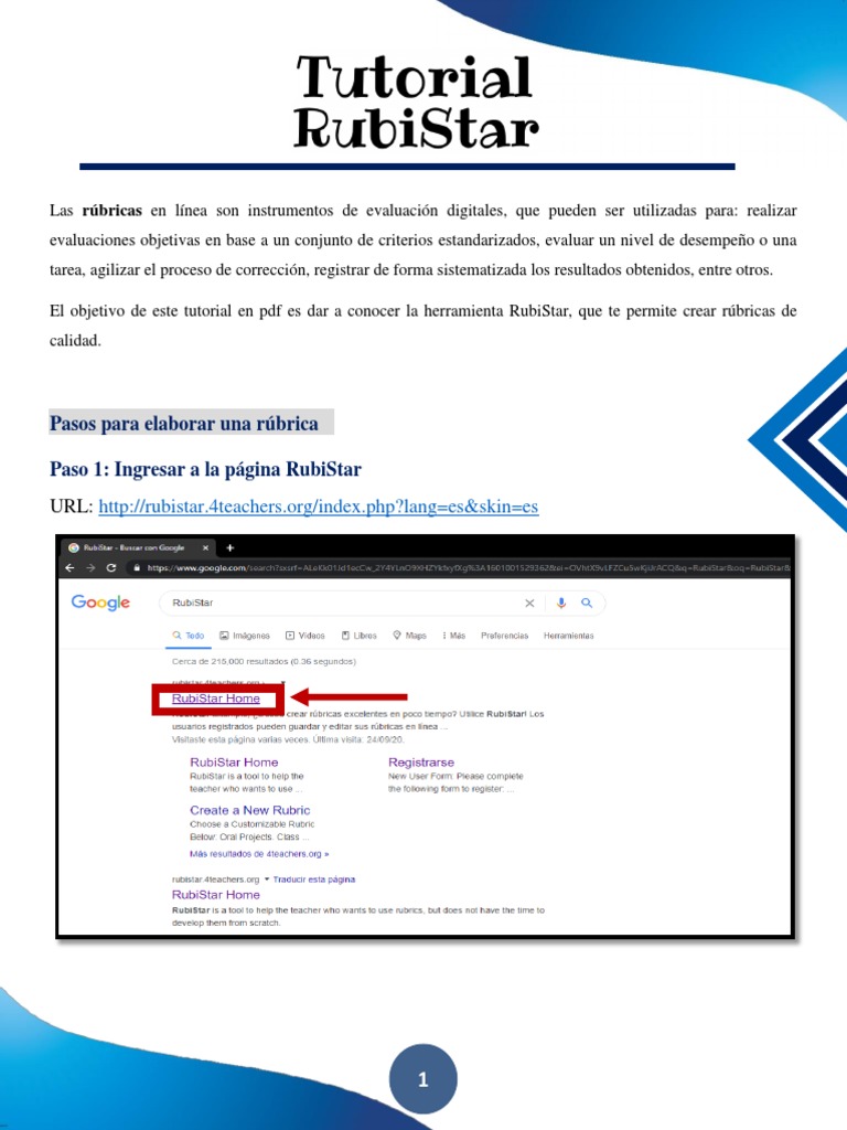 Tutorial RubiStar: Crear Rúbricas Online | PDF | Rúbrica (Académica) | Informática