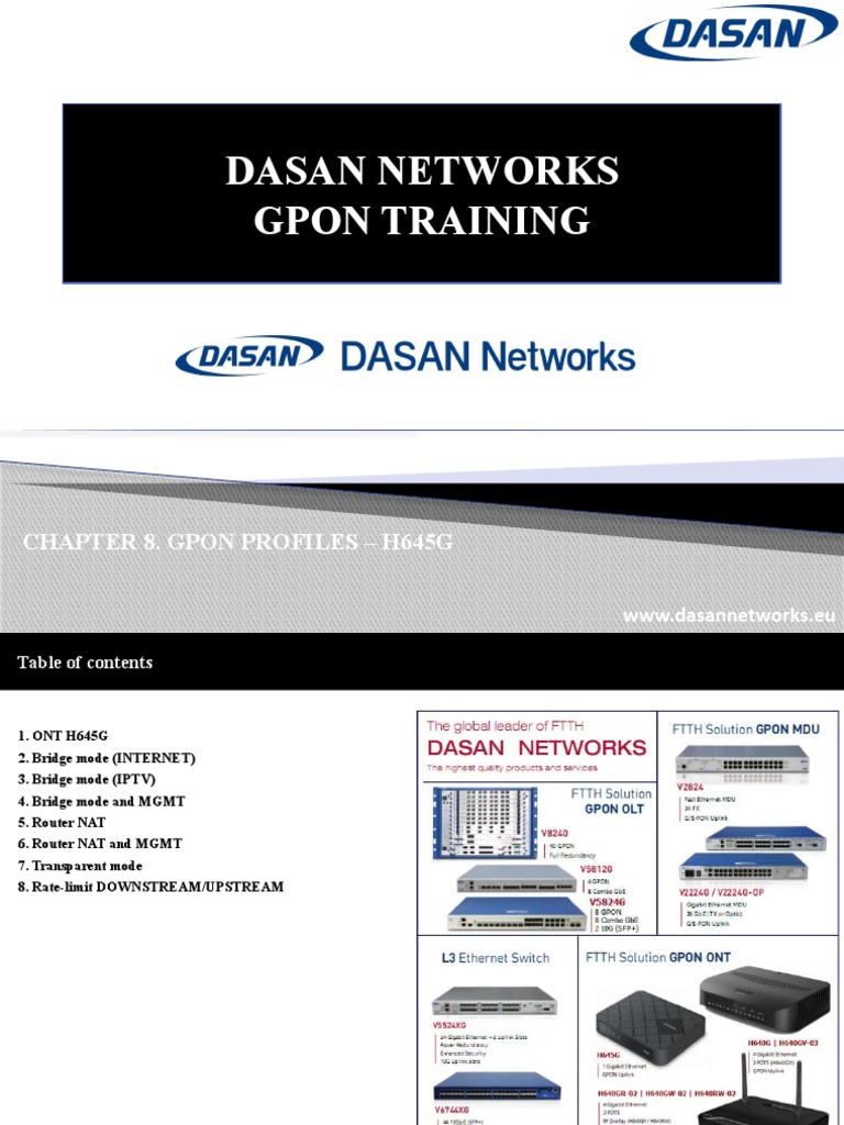 Dasan Networks Gpon Training: Chapter 8. Gpon Profiles - H645G | PDF ...