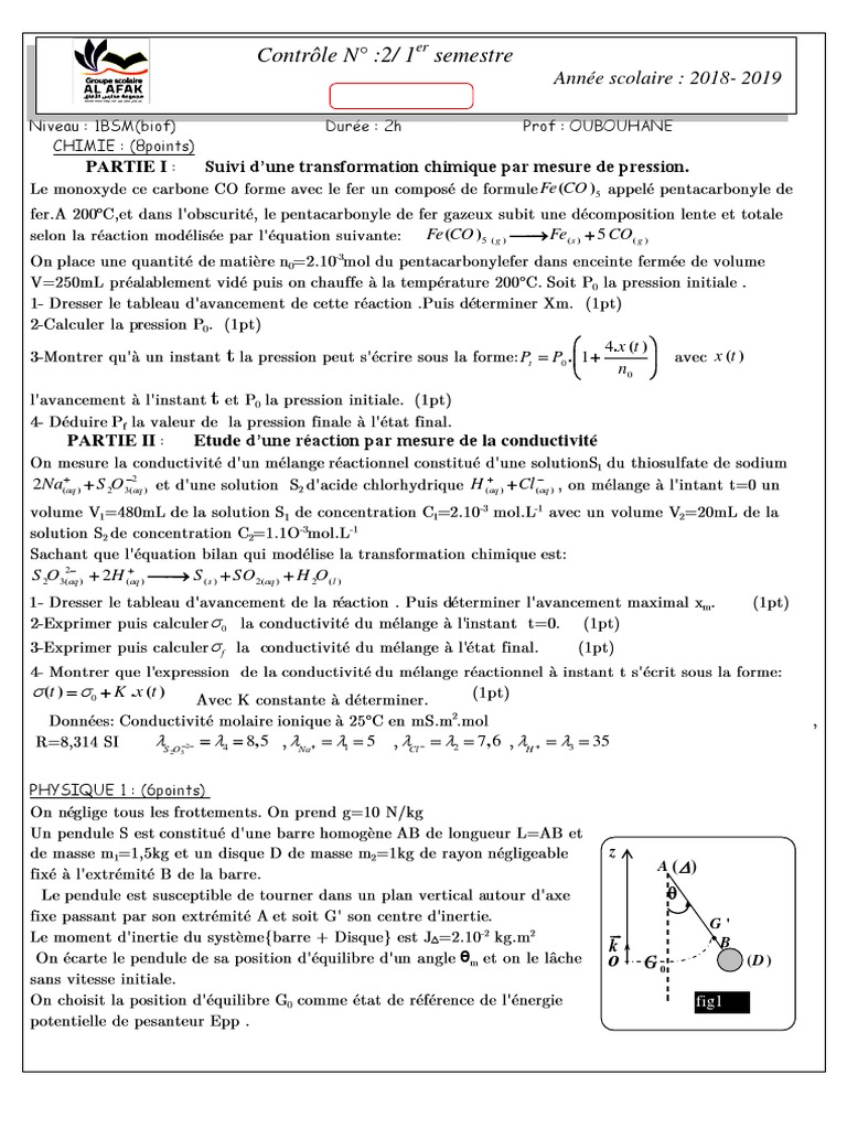 DS2 SM 1BAC FR Prof - Oubouhane (WWW - Pc1.ma) | PDF