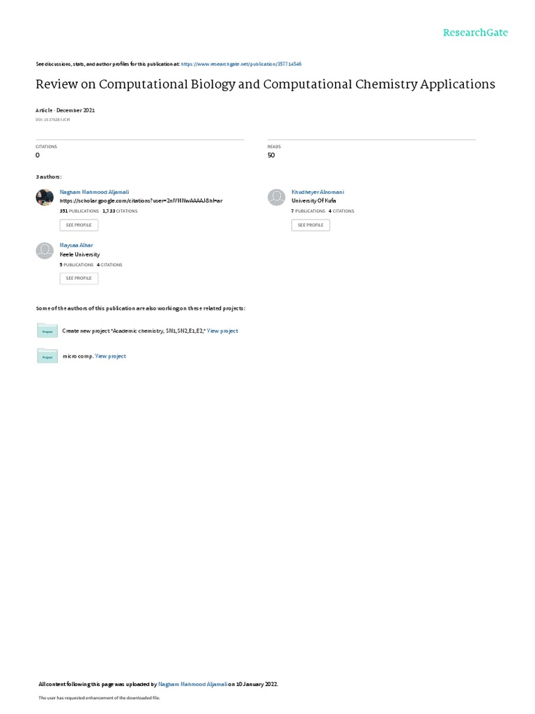 Review On Computational Biology and Computational Chemistry ...
