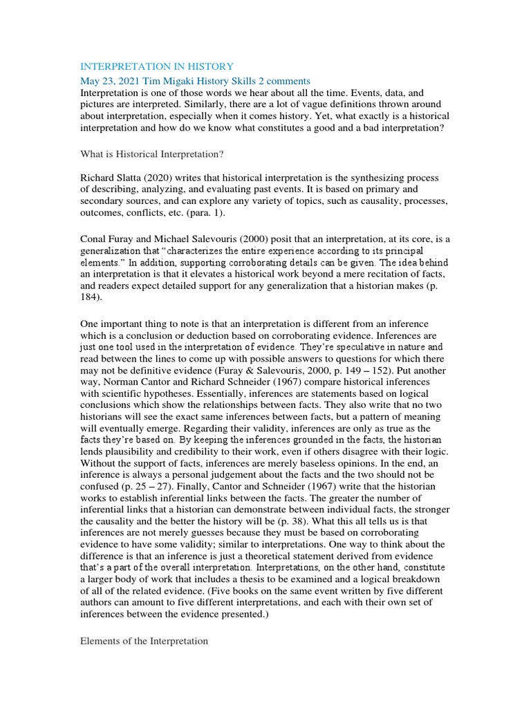 Interpretation in History | PDF | Inference | Evidence
