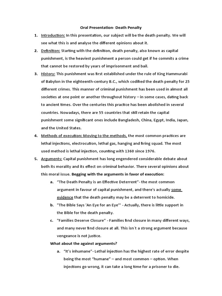 An Analysis of Arguments For and Against the Death Penalty | PDF ...