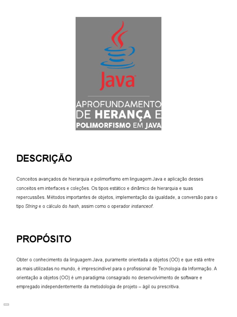 Programação Orientada A Objetos Em Java T2 Pdf Classe Programação De Computadores Tipo