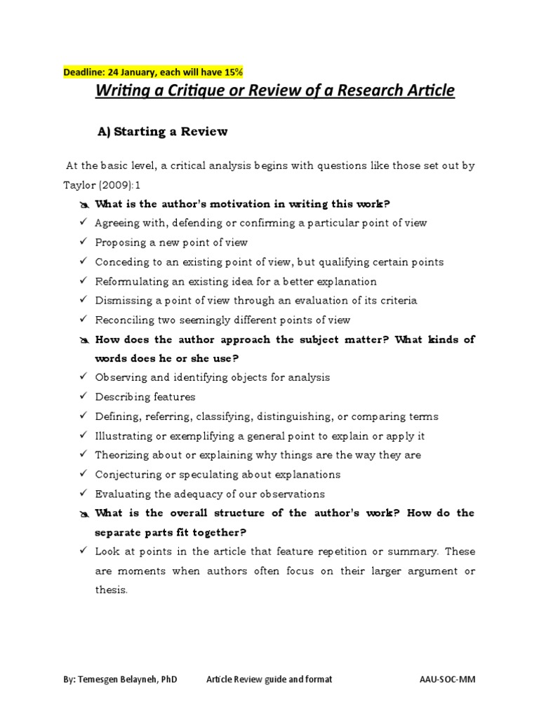 Article Review Guide | PDF | Theory | Information