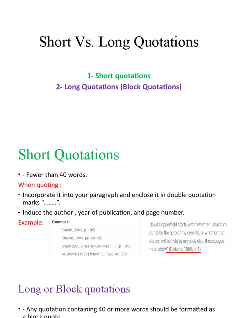 Short vs. Long Quotations | PDF | Citation | Apa Style