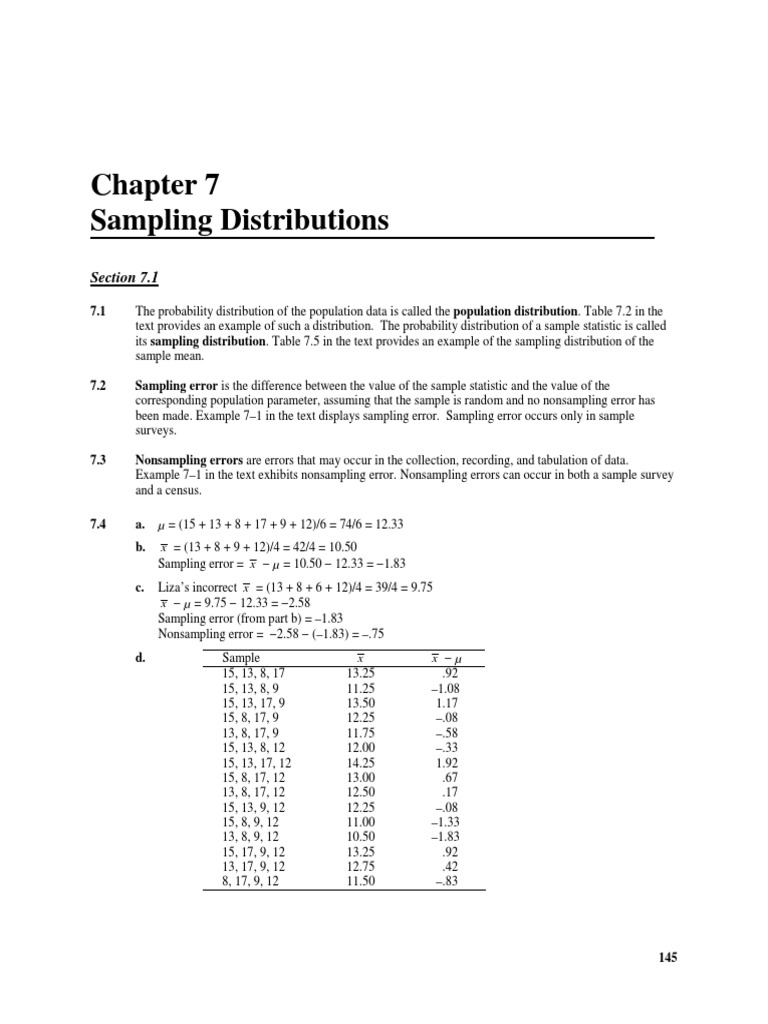 Sampling Distributions: Section 7.1 | PDF | Standard Deviation | Bias Of An Estimator