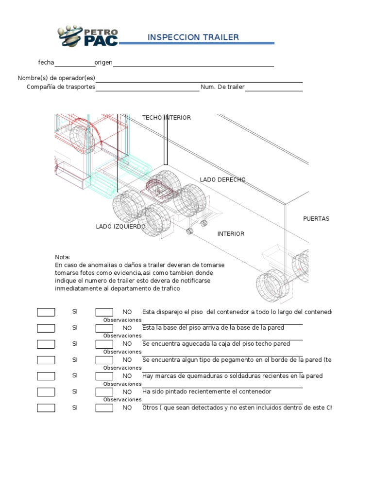 Inspección de Trailer: Checklist 17 Puntos | PDF
