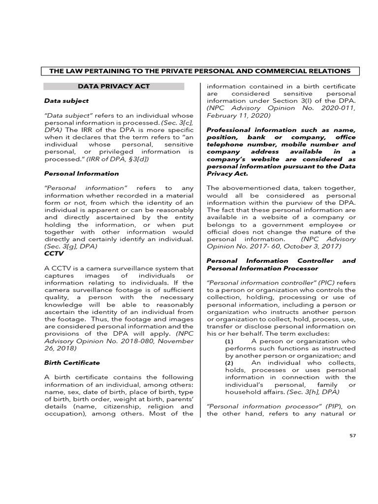 Bar 2021 - Data Privacy Act | PDF | Privacy | Information
