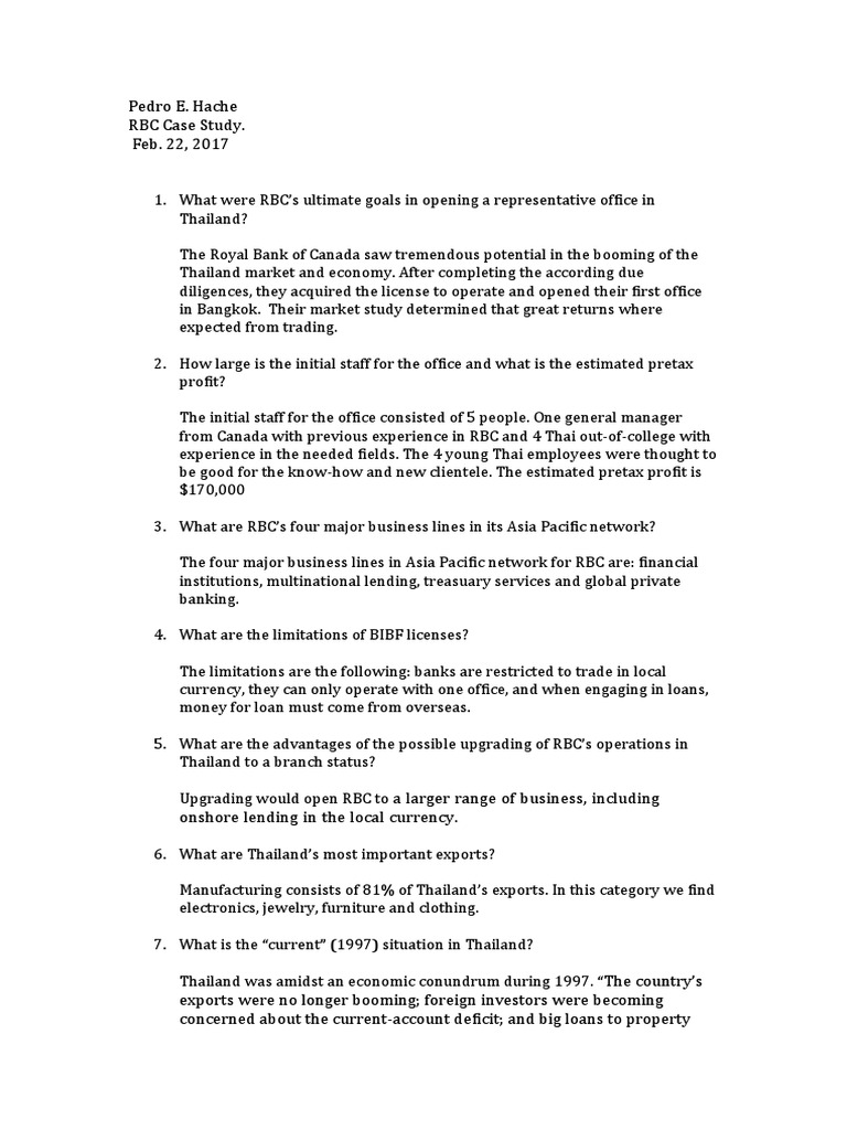 RBC Case Study | PDF | Thailand | International Monetary Fund
