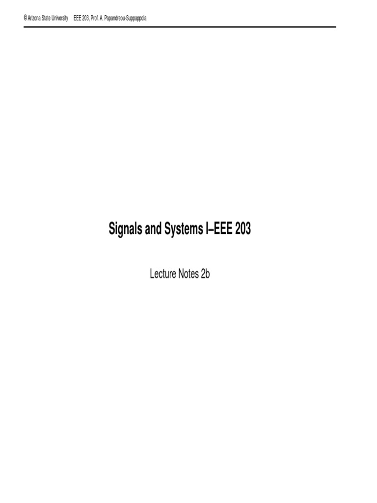 Signals and Systems I-EEE 203: Lecture Notes 2b | PDF ...