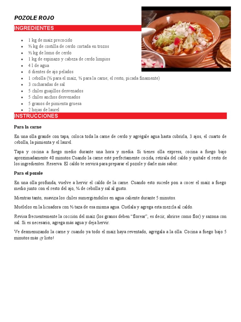 Pozole Rojo Pdf Caldo Cocinando