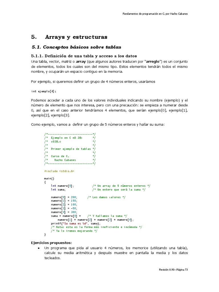Capitulo 5 Arrays y Estructuras | PDF | Estructura de datos de matriz | Informática