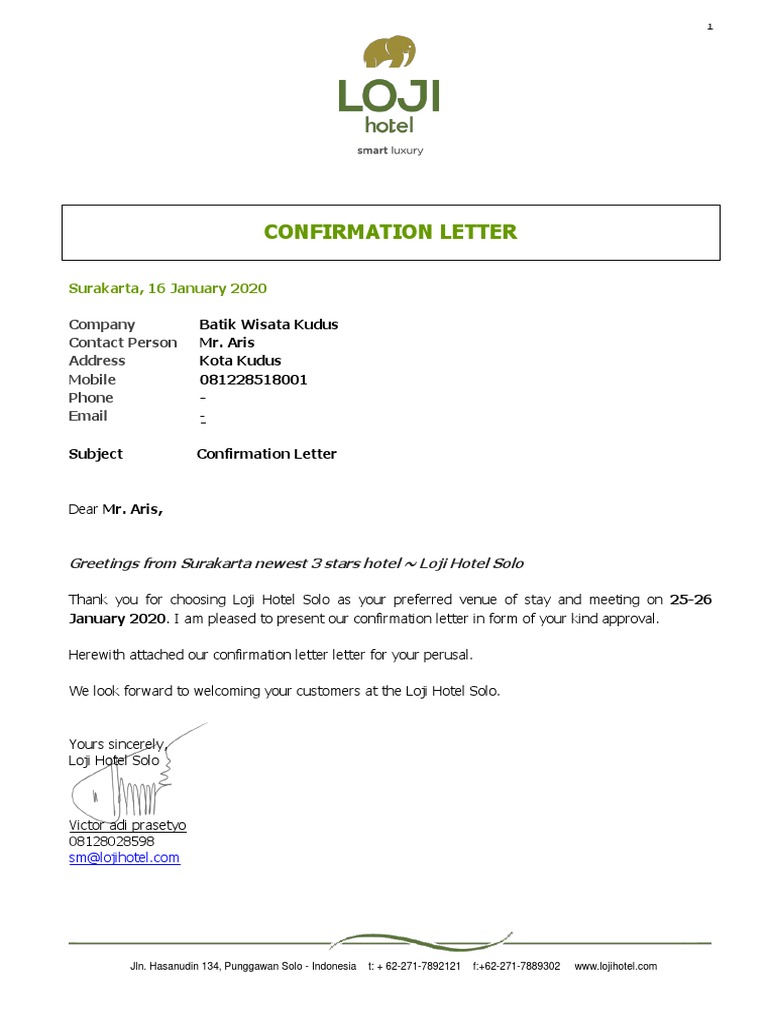Confirmation Letter - Batik Wisata Kudus | PDF | Indonesian Rupiah