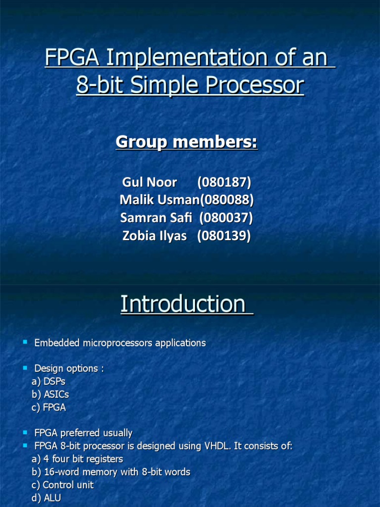 FPGA Implementation of An 8-Bit Simple Processor | PDF | Computer Engineering | Field ...