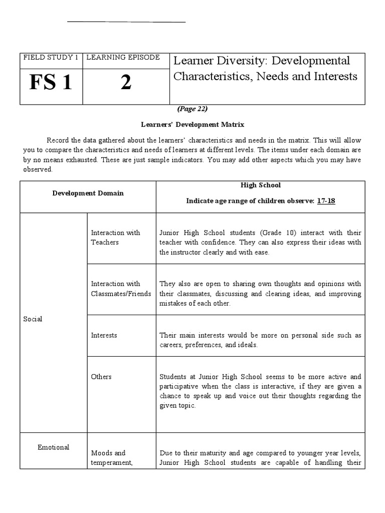 Field Study Edited | PDF | Differentiated Instruction | Learning