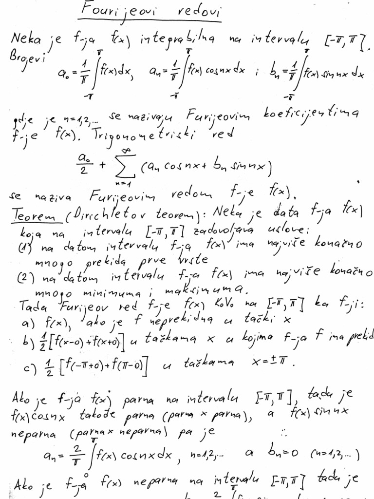 Furijeovi Redovi Razvijanje Funkcije U Intervalu - L L | PDF