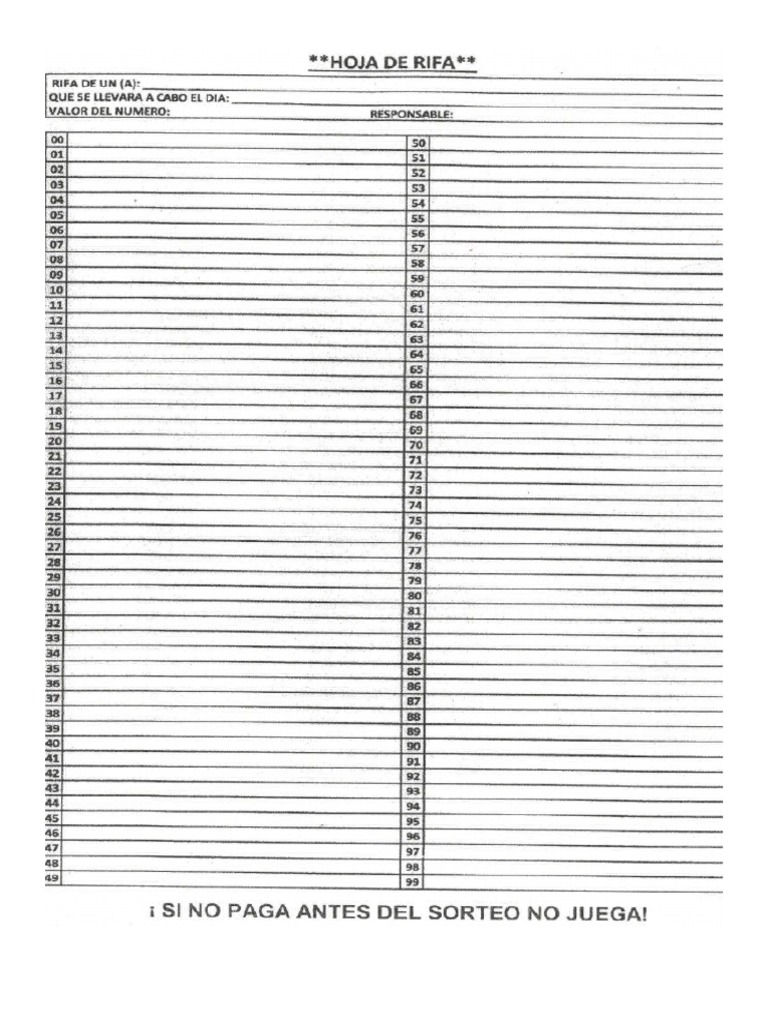 Hoja de Rifa | PDF