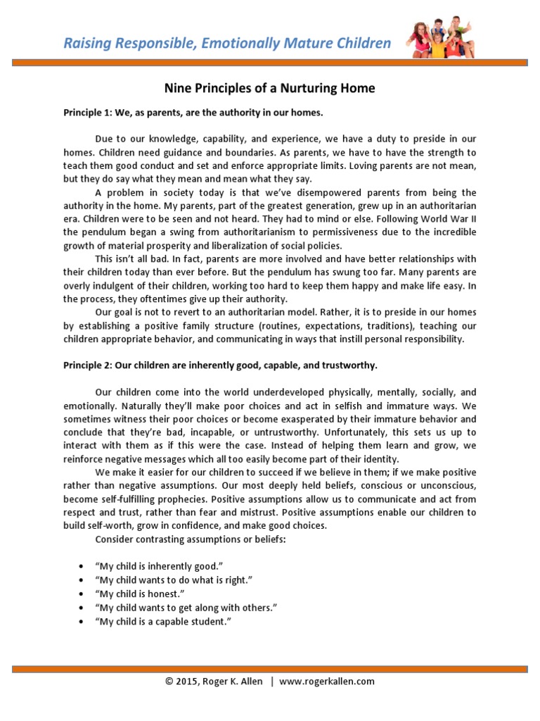 1.b.text Nine Principles of A Nurturing Home V2 | PDF | Love ...