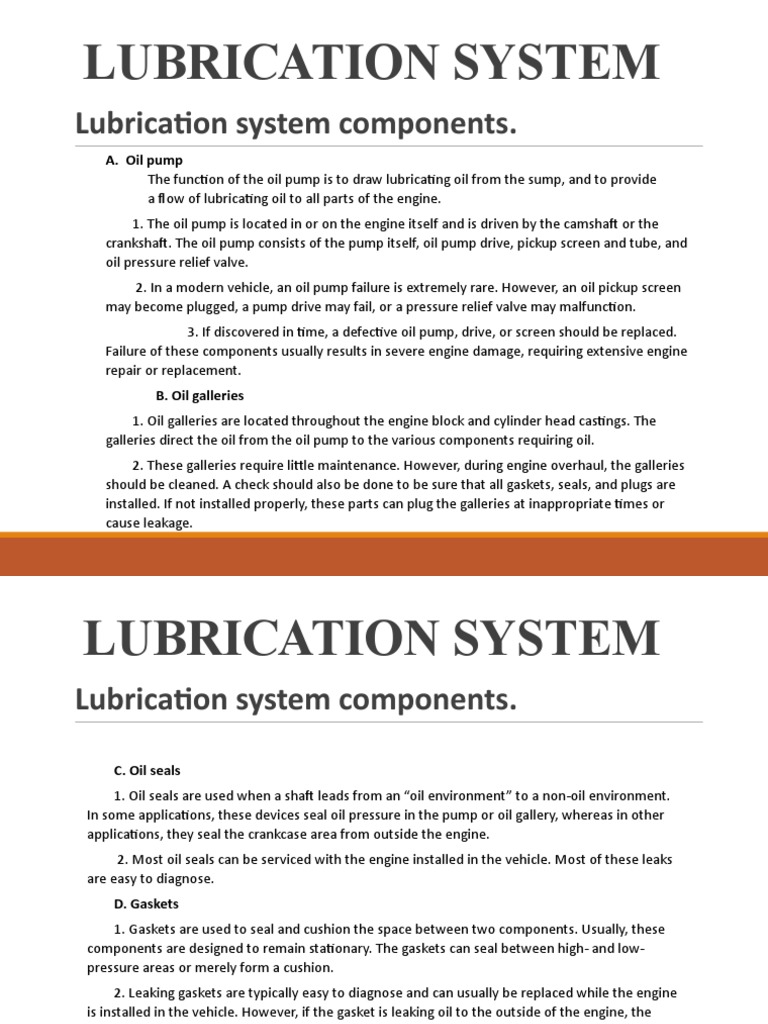 Component of Lubrication System | Download Free PDF | Lubricant ...