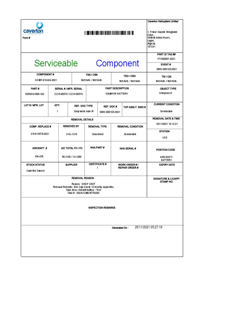 5n-Lee - Serviceable Tag | PDF