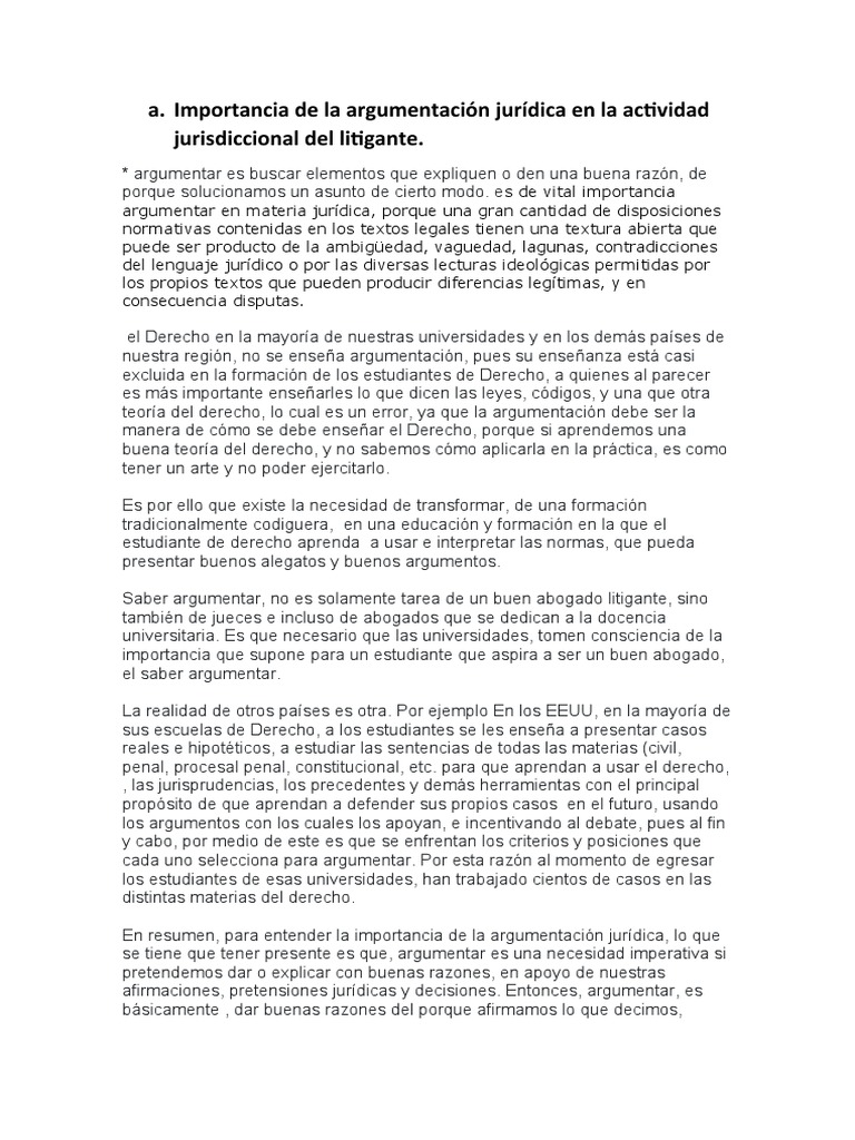 Importancia de la Argumentación Jurídica | PDF | Derecho penal | Ley ...