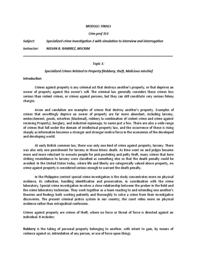 MODULE Finals | PDF | Crime Scene | Evidence (Law)