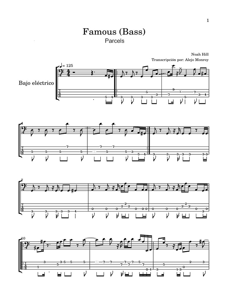 Famous (Bass) - Transcripción Alejo Monroy | PDF