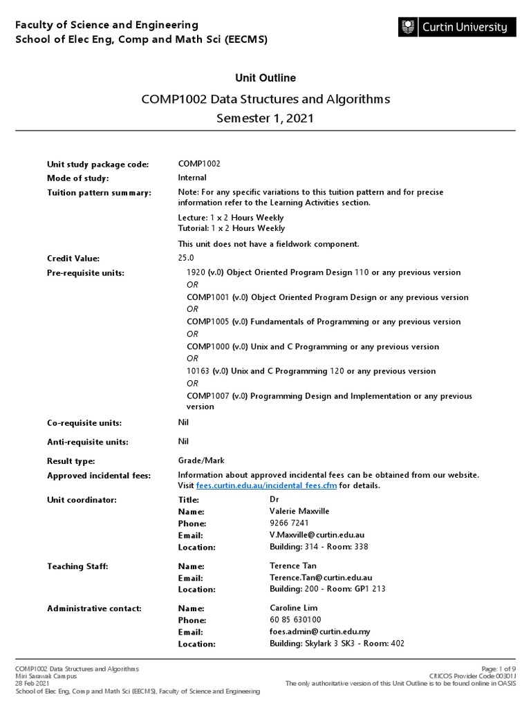 COMP1002 Data Structures and Algorithms Semester 1 2021 | PDF ... COMP1002 Data Structures and Algorithms Semester 1 2021 | PDF ...
