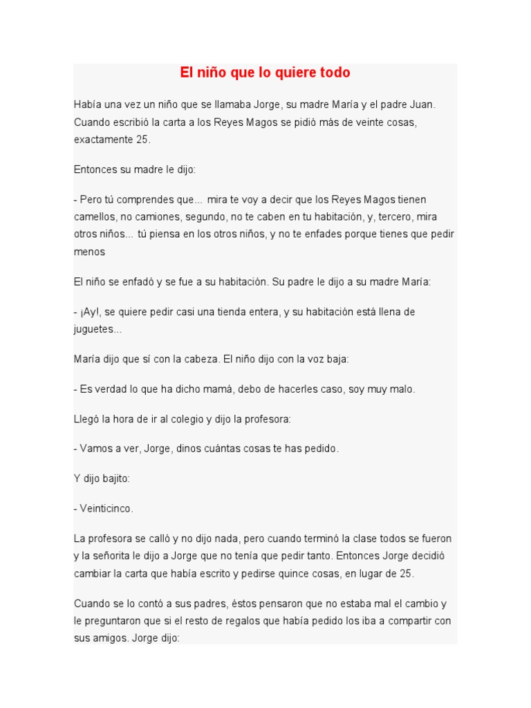 El Niño Que Lo Quiere Todo | PDF | María, madre de Jesús | Navidad
