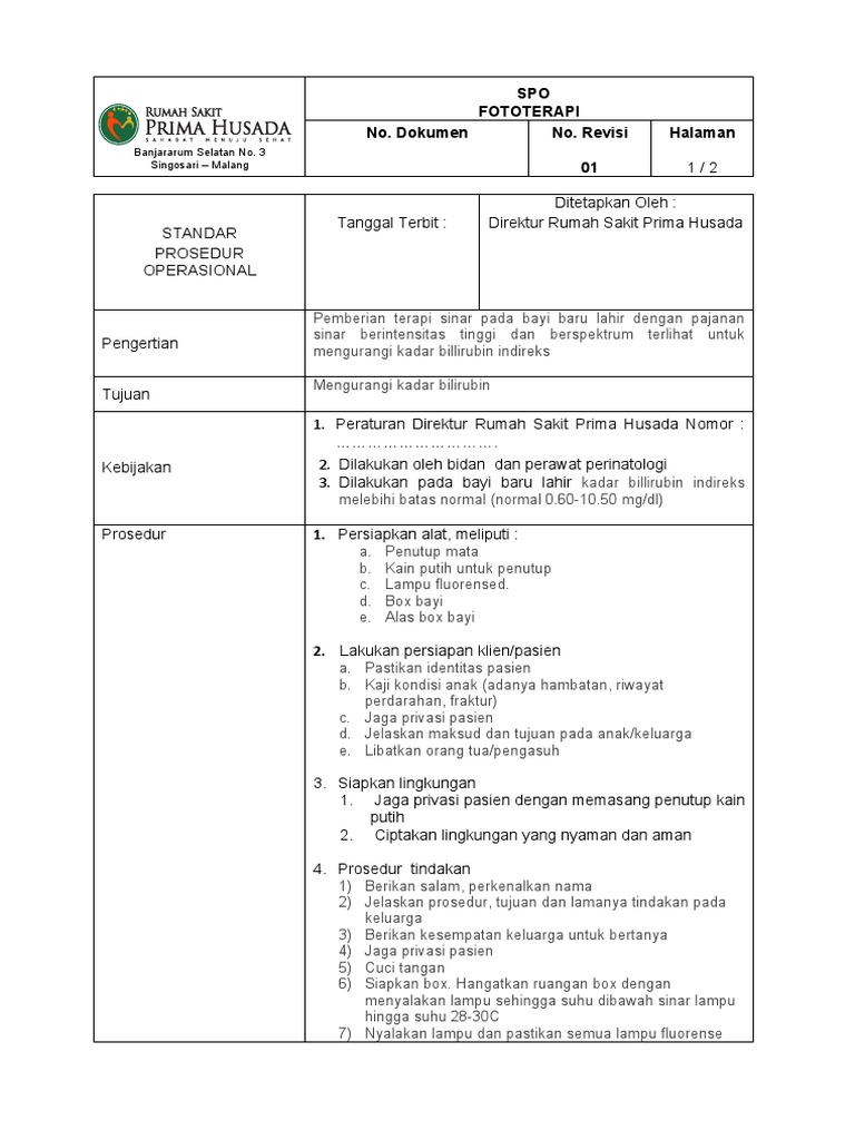 Spo Fototerapi | PDF