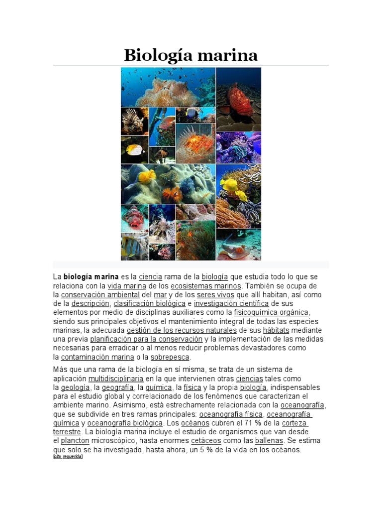 Biología Marina | PDF | Biología Marina | Ciencias de la Tierra