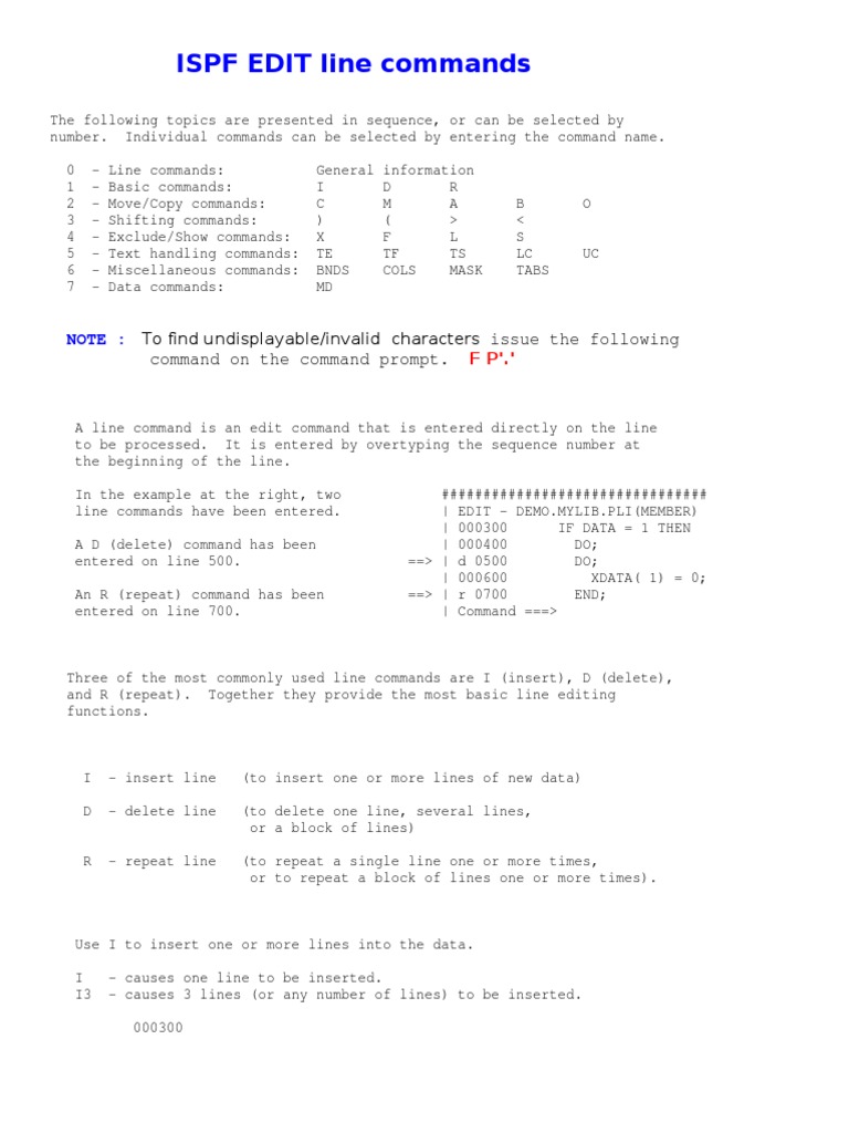 ISPF EDIT Line Commands | PDF | String (Computer Science) | Letter Case
