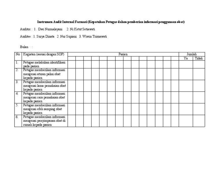 Instrumen Audit Internal Farmasi Pdf